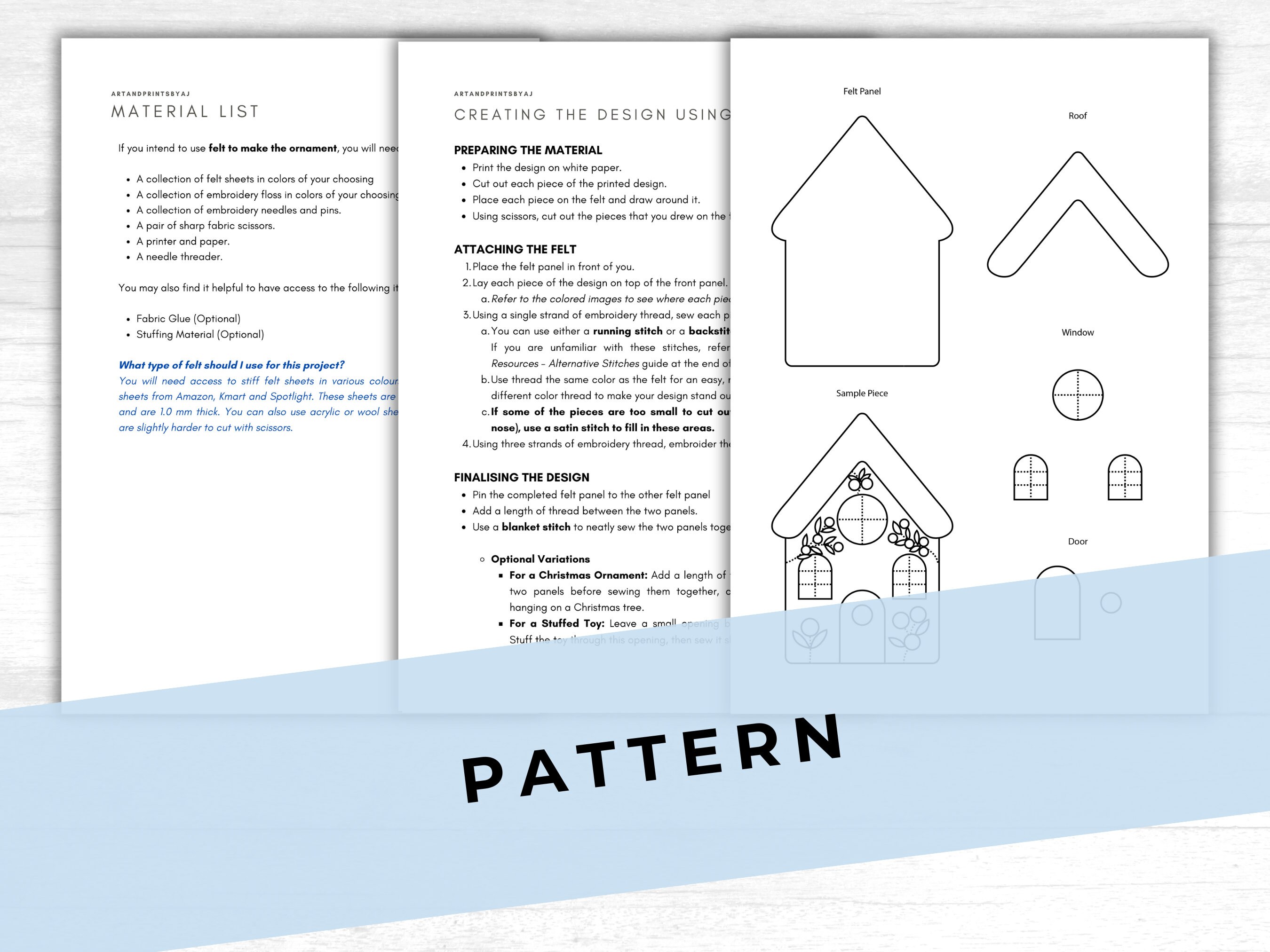Felt House Sewing Pattern: Cottages for Quiet Books (digital Download ...