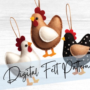 Felt Chicken, Hen or Rooster Animal Pattern: Create Adorable Decor ...