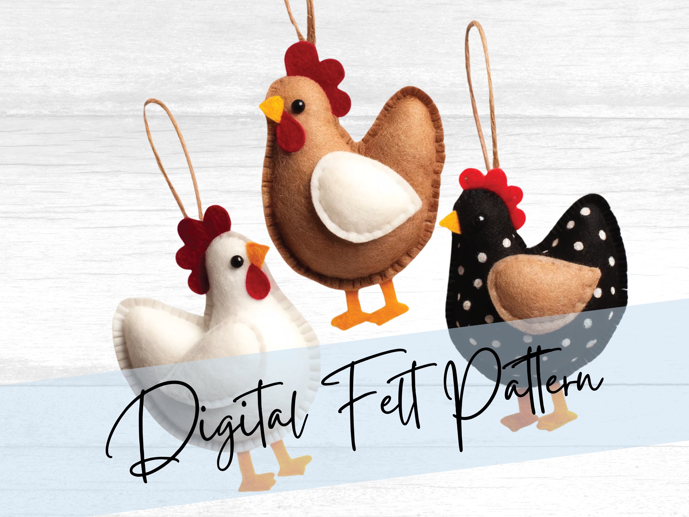 Felt Chicken, Hen or Rooster Animal Pattern: Create Adorable Decor ...