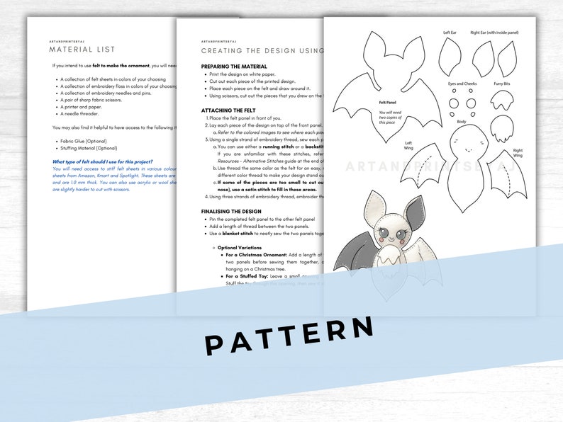 Halloween Bat Felt Pattern Digital Template: Craft Your Own Spooky Bat ...