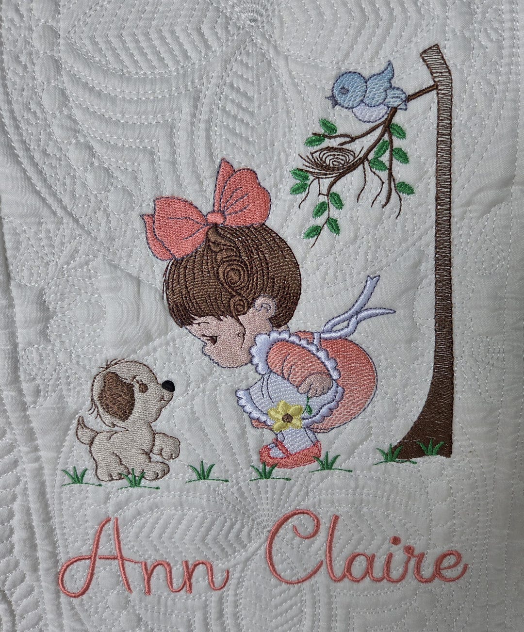 Heirloom Baby Quilt, Embroidered Baby Quilt, Monogrammed Baby Blanket ...