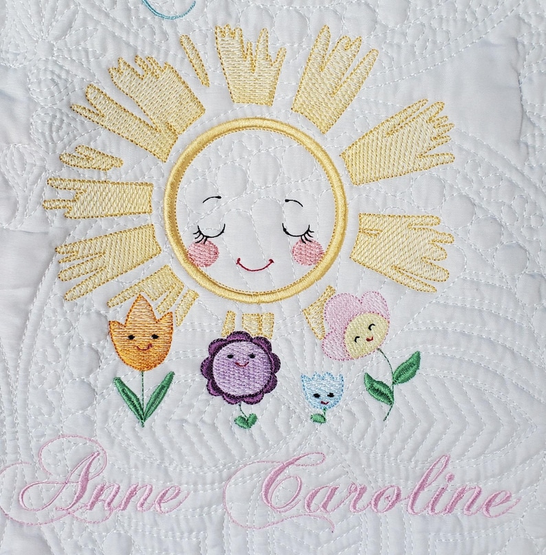 Heirloom Baby Quilt, Embroidered Baby Quilt, Baby Blanket, Baby Shower ...
