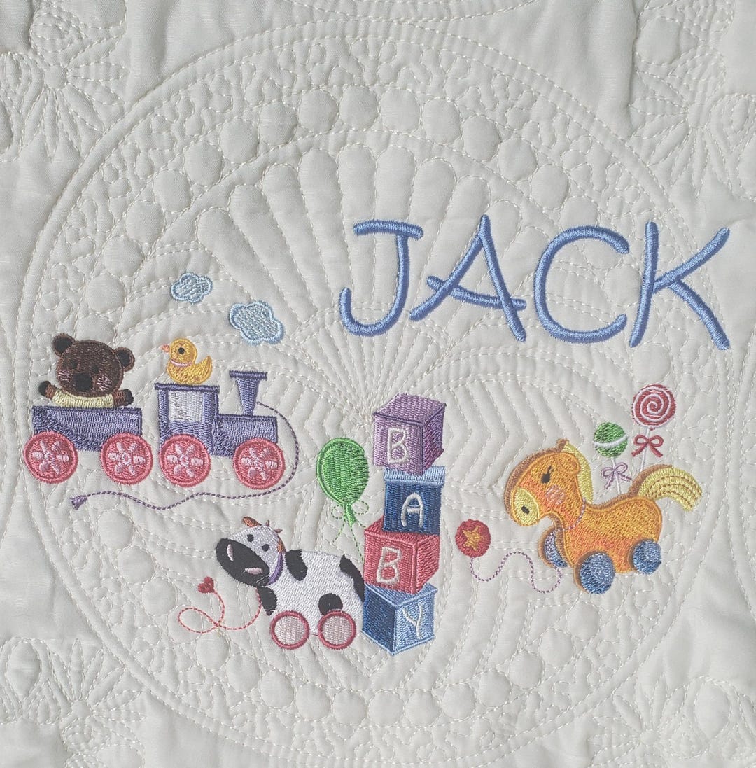 Embroidered Baby Quilt, Monogrammed Baby Blanket, Baby Shower Gift ...