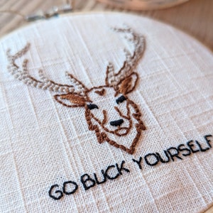 Go Buck Yourself Hand Embroidered Handmade Hoop Decor - Etsy