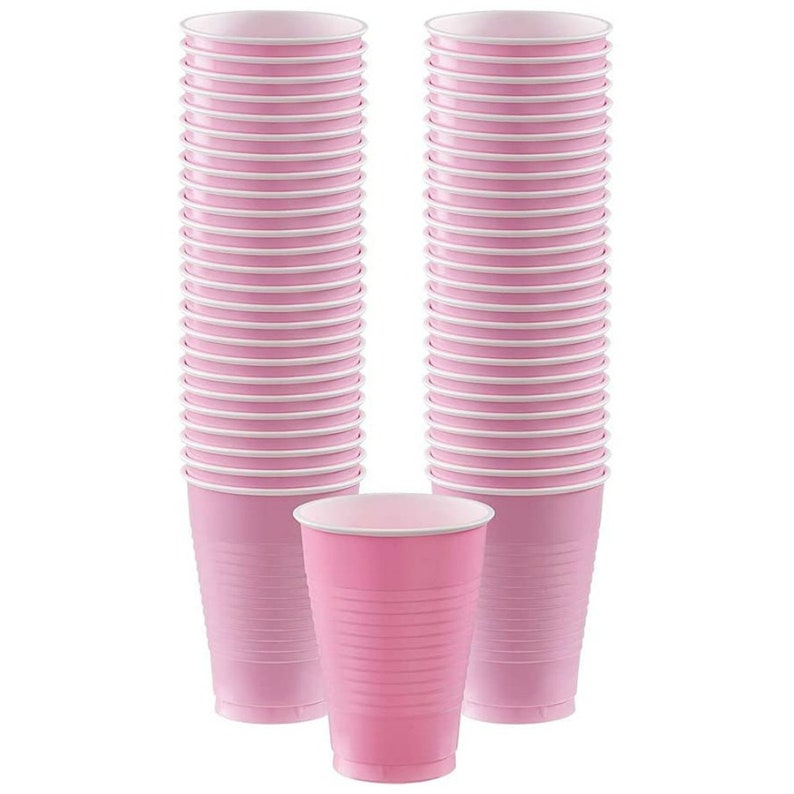Pink Plastic Party Tableware Set Plates Cups Table Cover Napkin ...