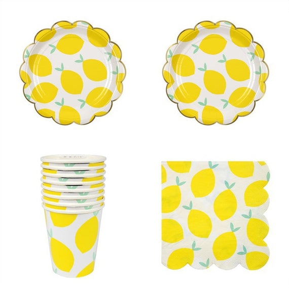 Yellow Lemon Disposable Party Tableware Dinnerware Wedding - Etsy