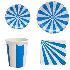 Disposable Party Tableware Candy Color Stripes Cup Plates Baby Shower ...