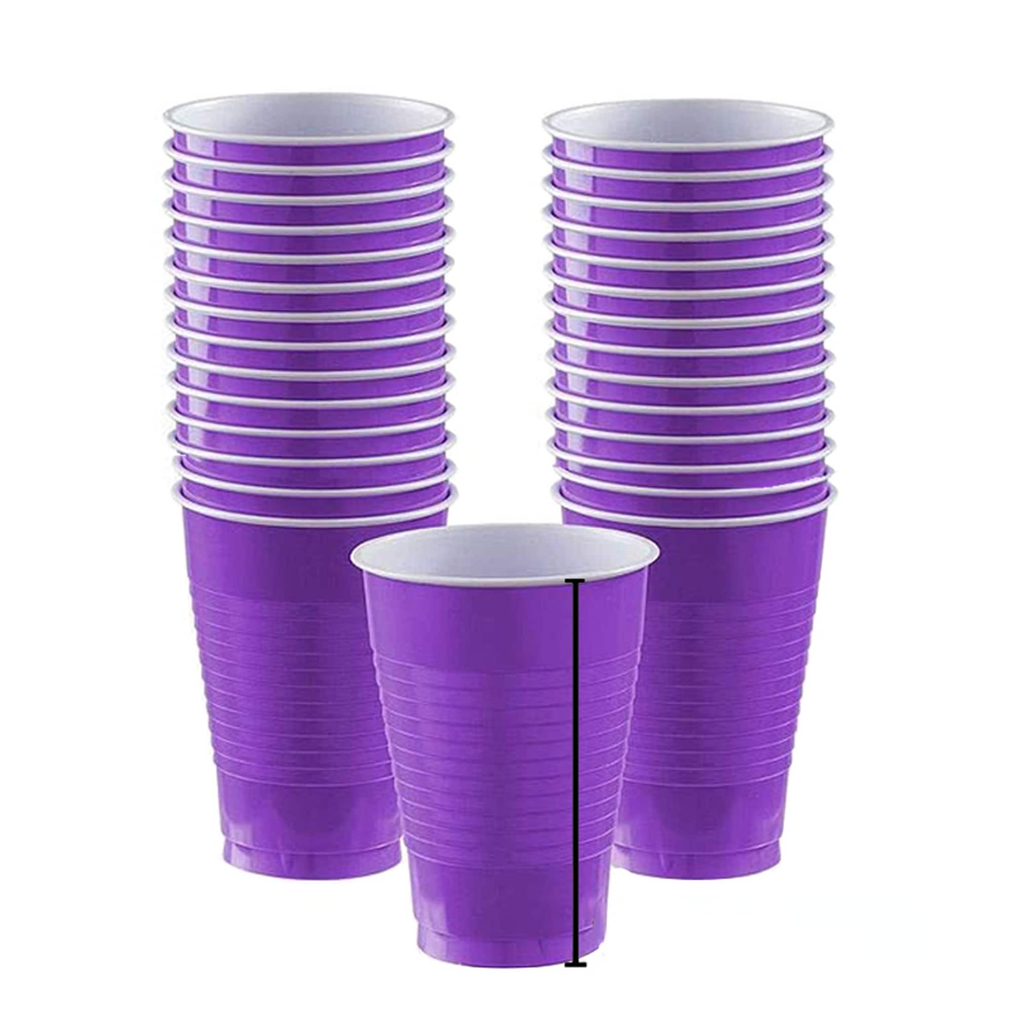 Purple Plastic Party Tableware Set Plates Cups Table Cover Napkin ...
