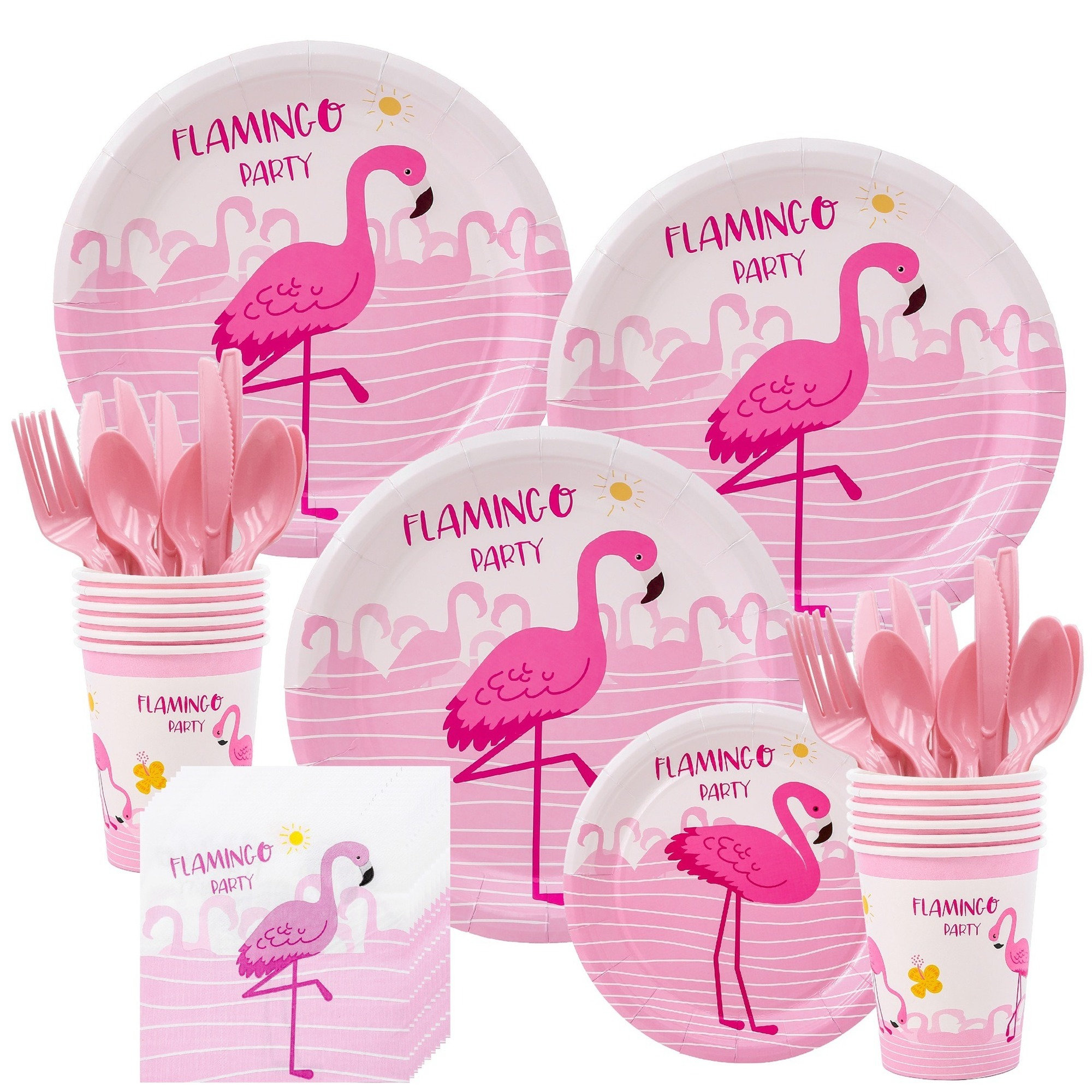 Flamingo Party Tableware Tropical Hawaiian Party Supplies Plates Cups ...