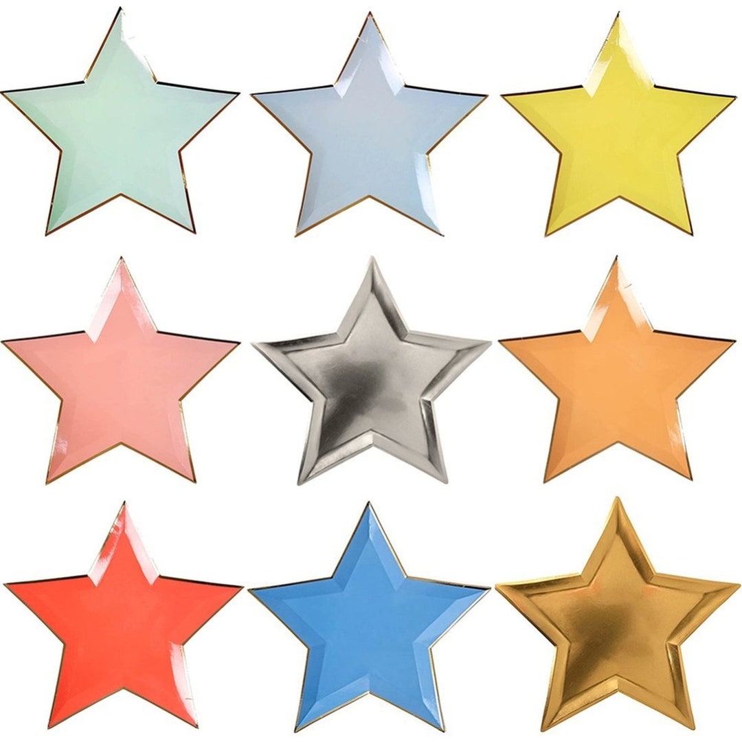 Gold Foil Star Paper Plates Party Decorations Disposable Tableware ...
