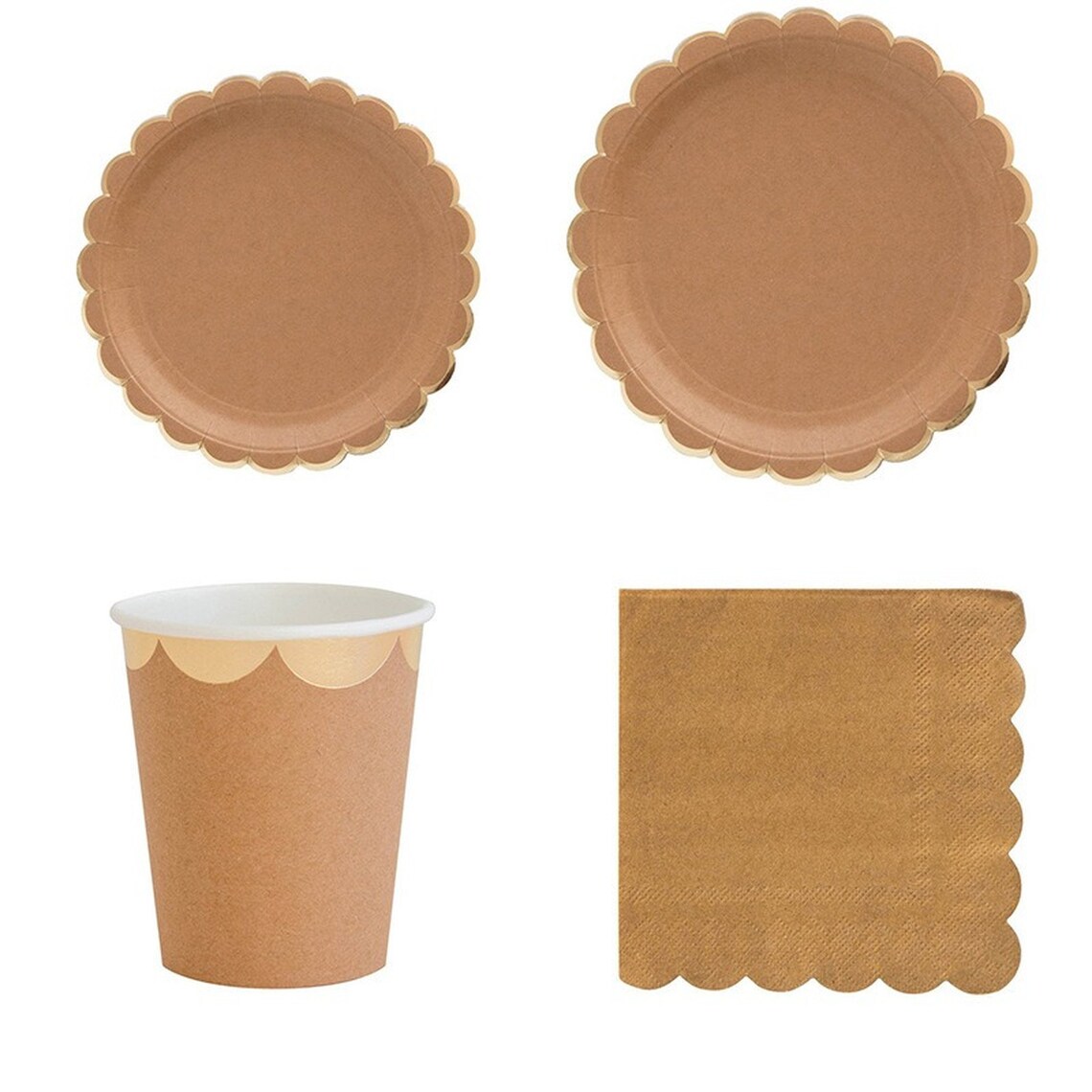Party Disposable Tableware Pure Kraft Paper Plates Cups Straw - Etsy
