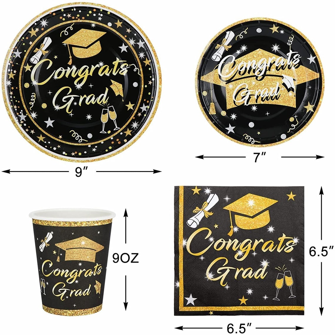 Graduation Party Tableware Disposable Plates Napkins Cups - Etsy