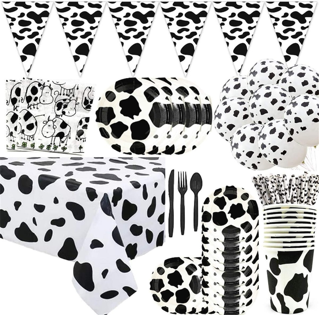 Farm Animal Cow Party Tableware Disposable Dinnerware Birthday Party ...