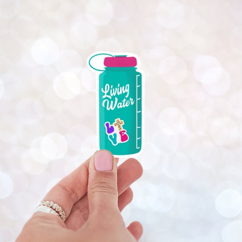 Living Water Love Water Bottle Sticker Aesthetic Christina Sticker for ...