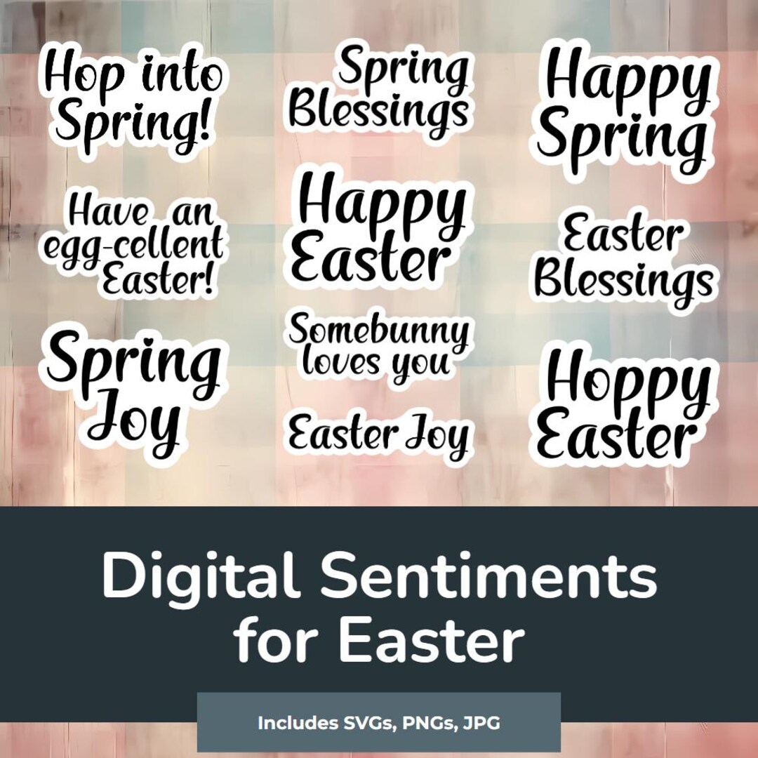 Digital Sentiments for Easter to Print and Cut for Your Crafts 01 - Etsy
