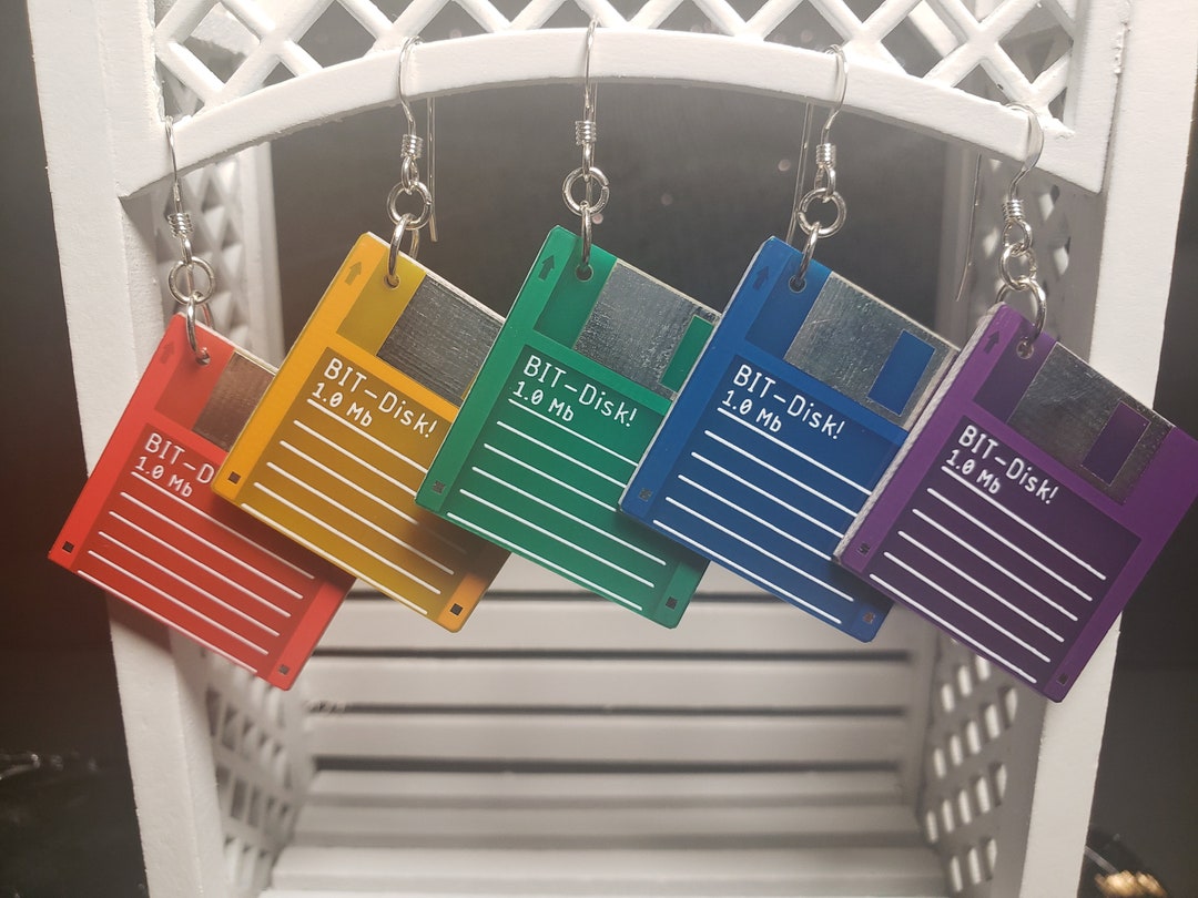 Floppy Disk Earrings Wearable Tech Jewelry Save Disk Sterling Silver ...