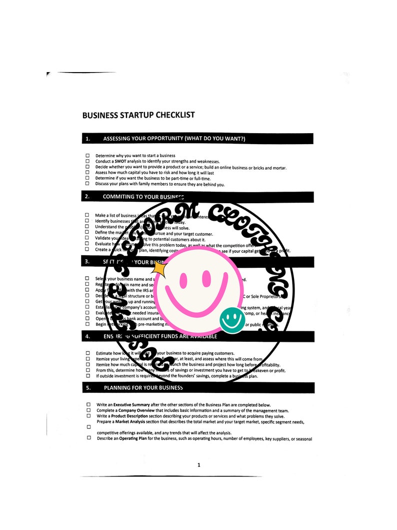 BUSINESS START UP Checklist Printable Template - Etsy