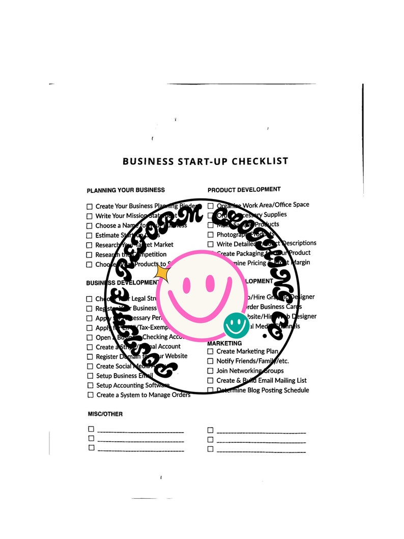 BUSINESS START UP Checklist Printable Template - Etsy