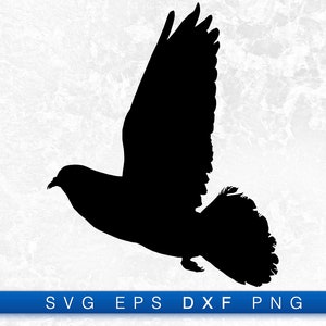 Pigeon Flying Silhouette - Printable Digital Design Download Svg, Png ...