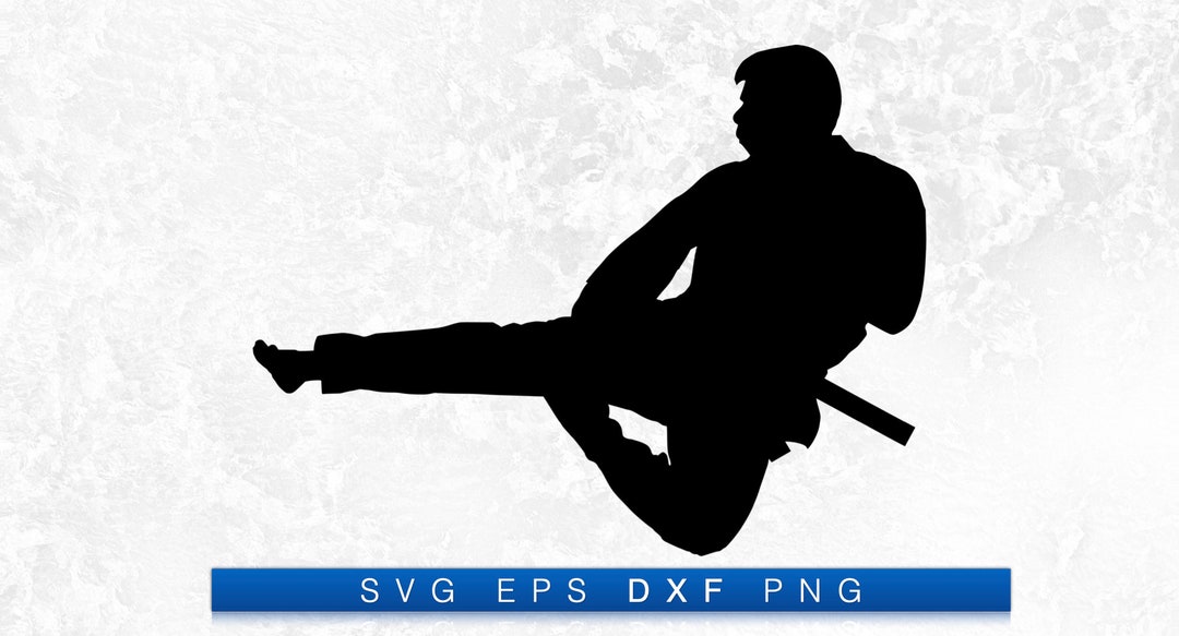 Karate Flying Side Kick Silhouette - Printable Digital Download Svg ...