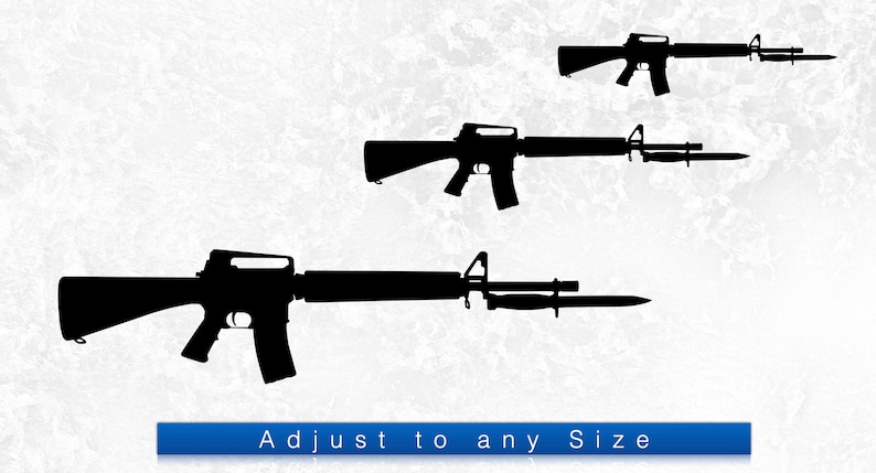 M16 Rifle With an M7 Bayonet Affixed Silhouette - Printable Digital ...