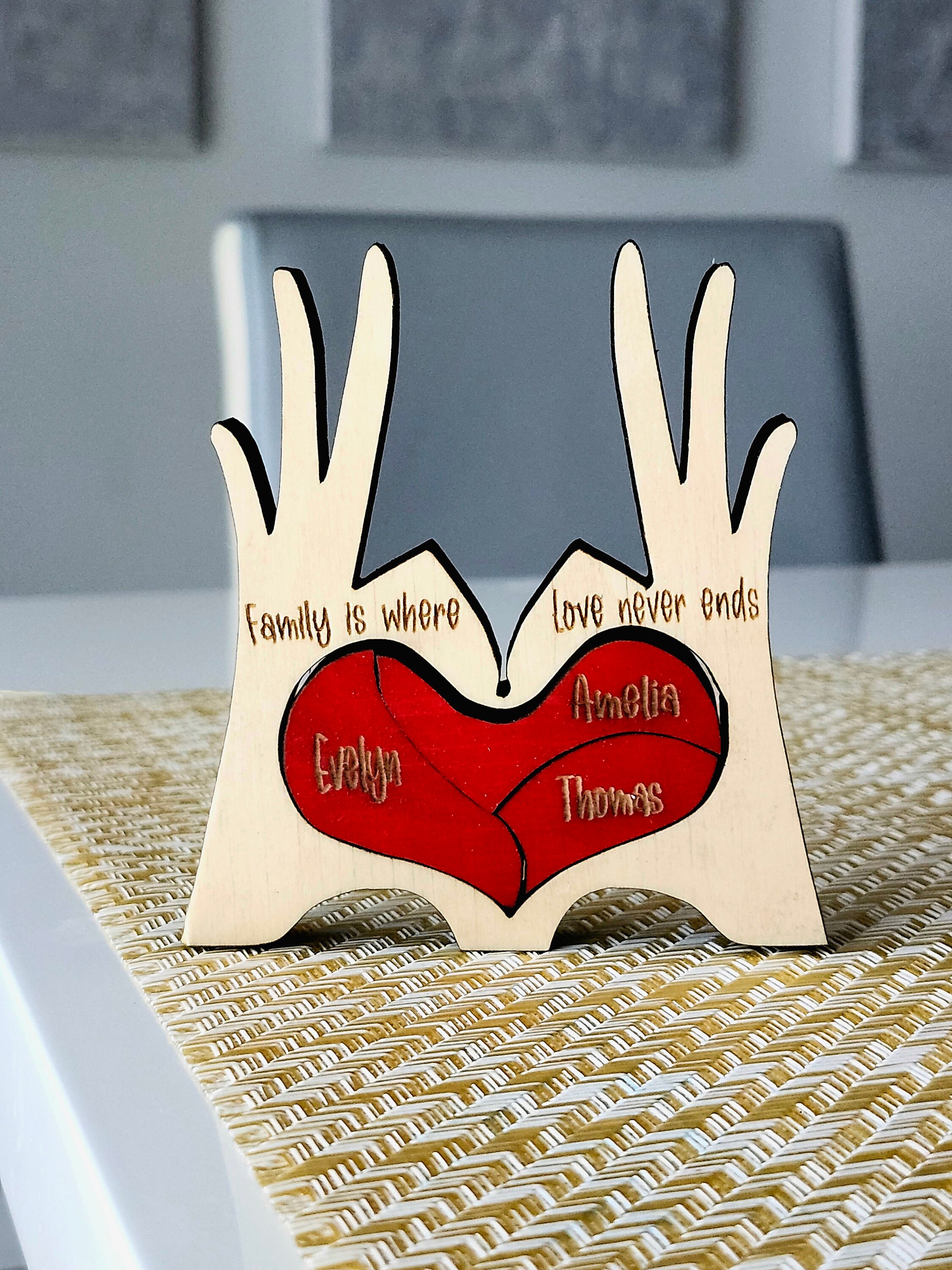 Heart Hands Custom Family Members Puzzle Laser Cut Love SVG DXF AI ...