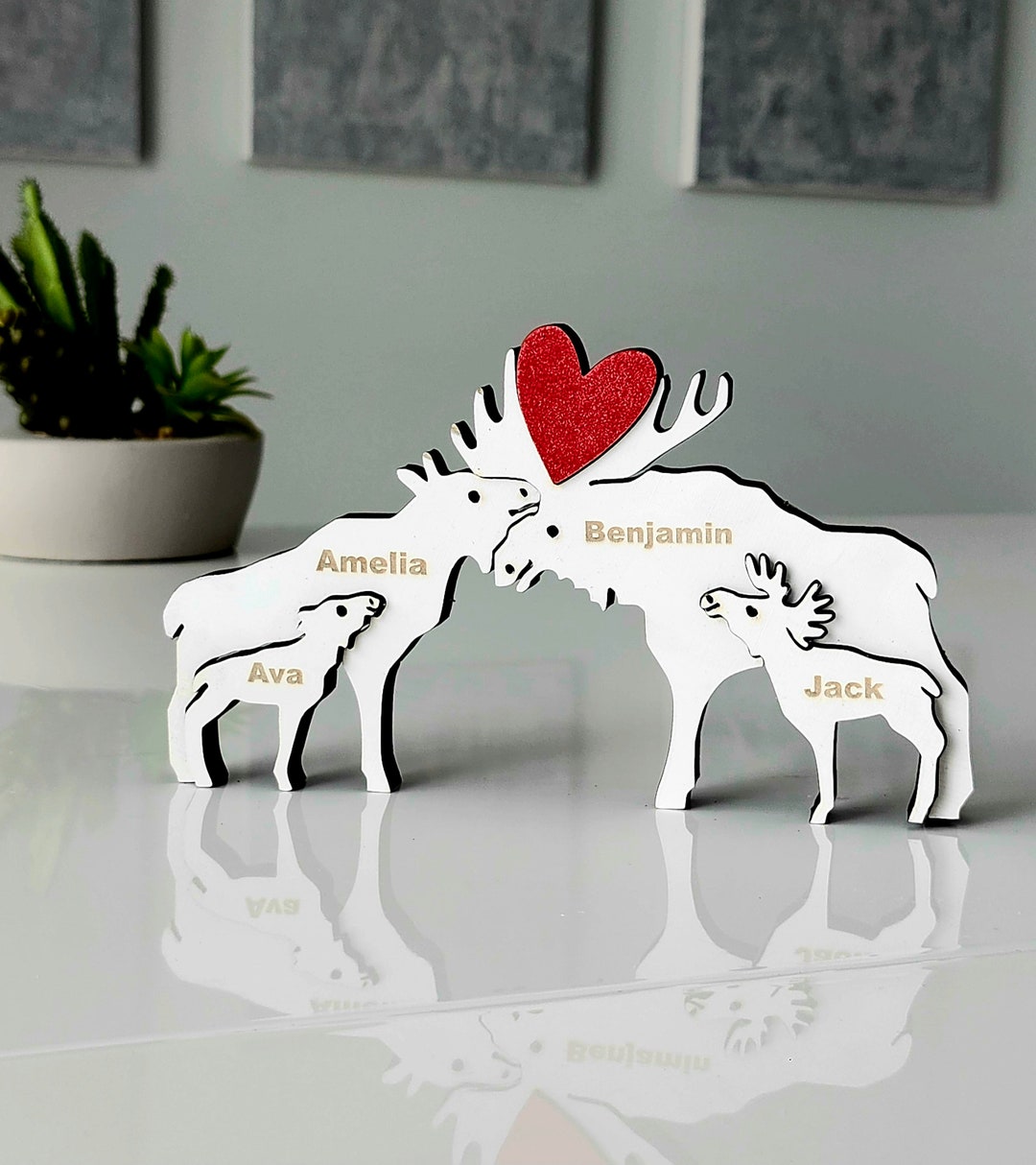 Moose Custom Family Members Puzzle Laser Cut Love SVG DXF Design Family ...