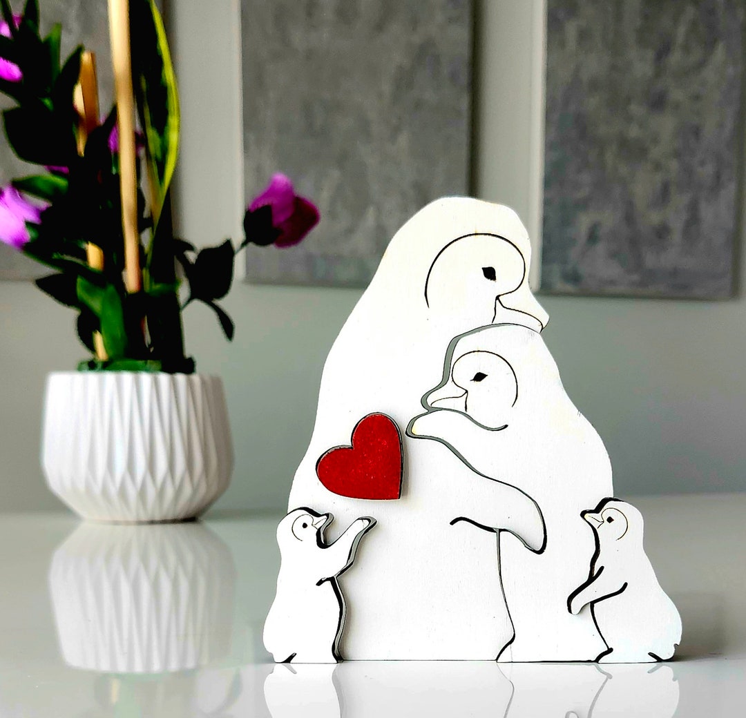 Penguins Custom Family Members Puzzle Laser Cut Love SVG DXF Design ...