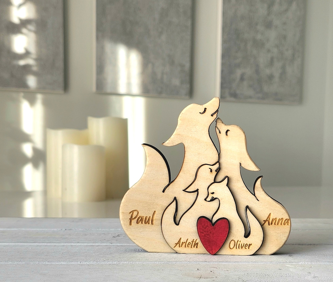 Fox Custom Family Members Puzzle Laser Cut Love SVG DXF AI Design ...