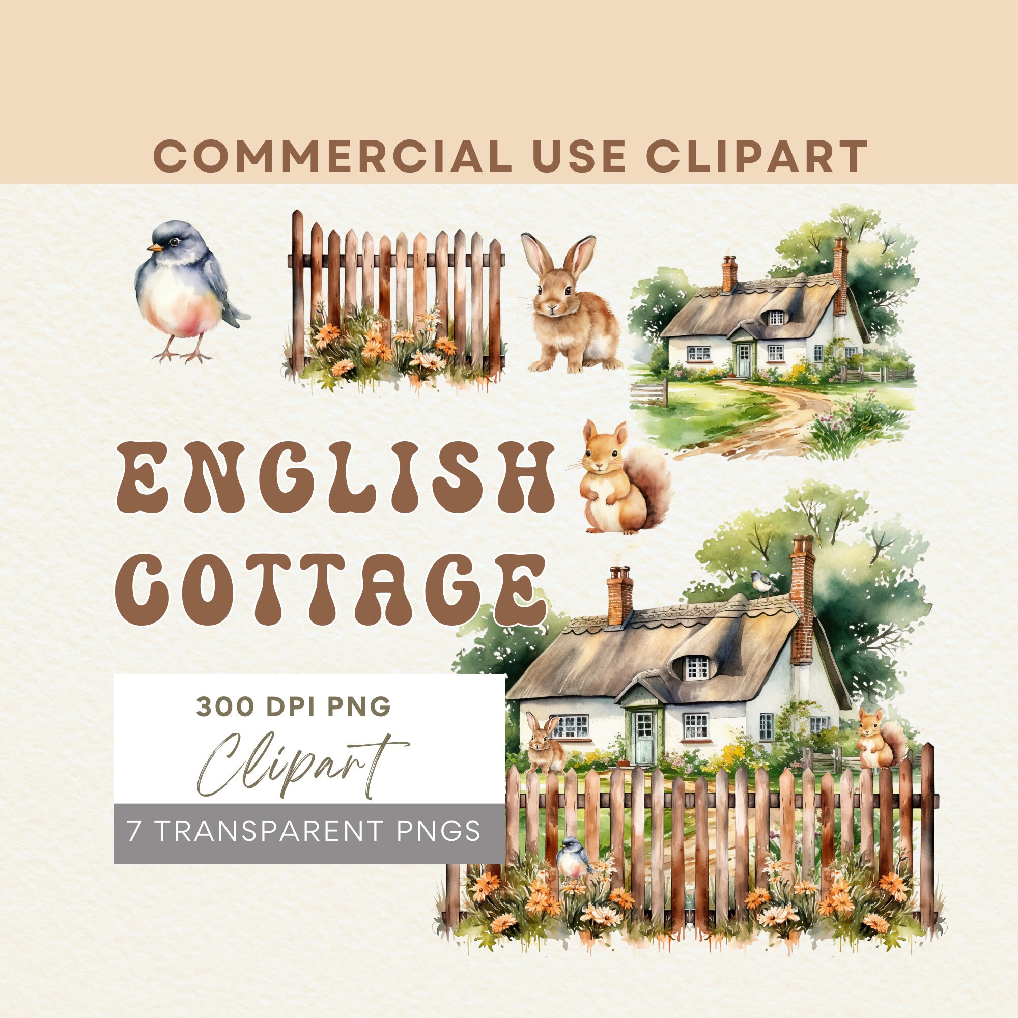 English Cottage Core Clipart Set for T-shirt, Summer Holiday Graphic ...