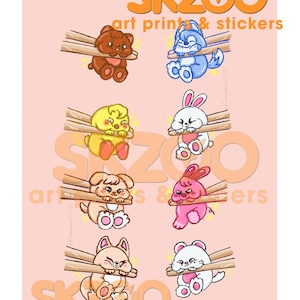 SZKOO Dumpling Sticker Flakes ot8, Straykids Art Print, SKZ Chopstick ...