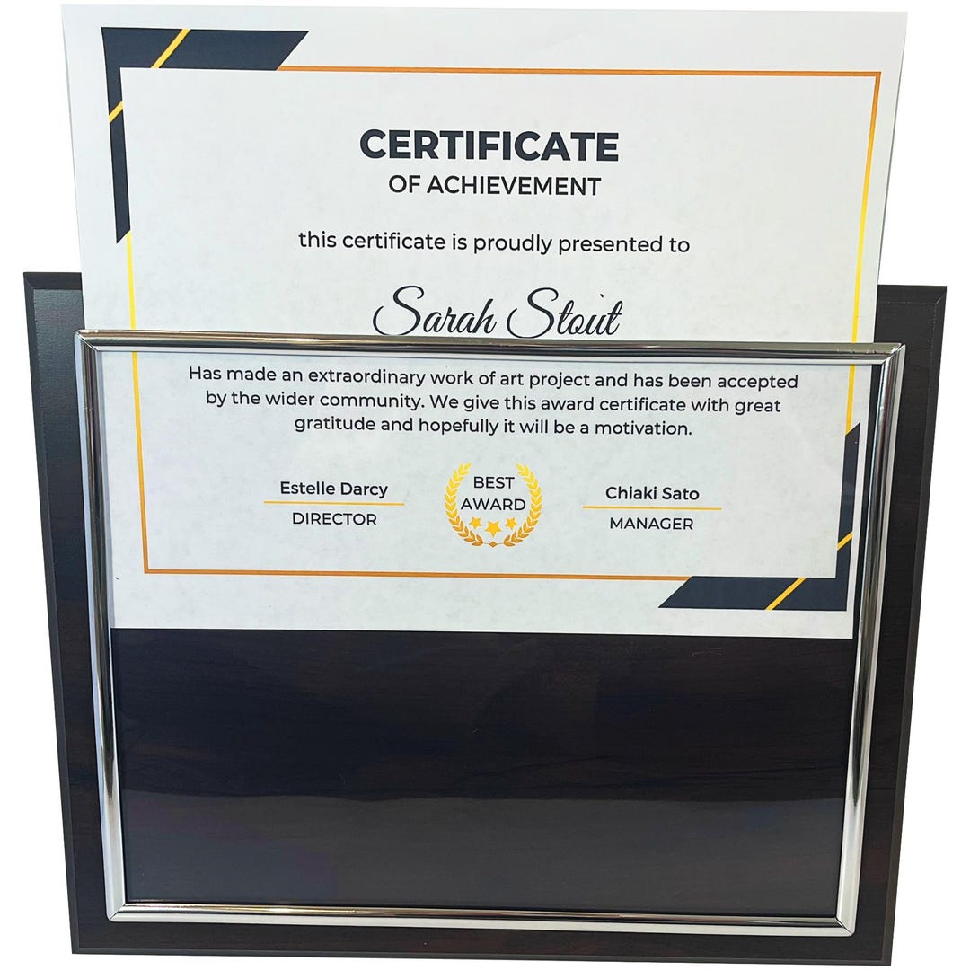 Certificate Frame Slide in Holder 10.5x13" Plaque Fits a 8.5x11 ...