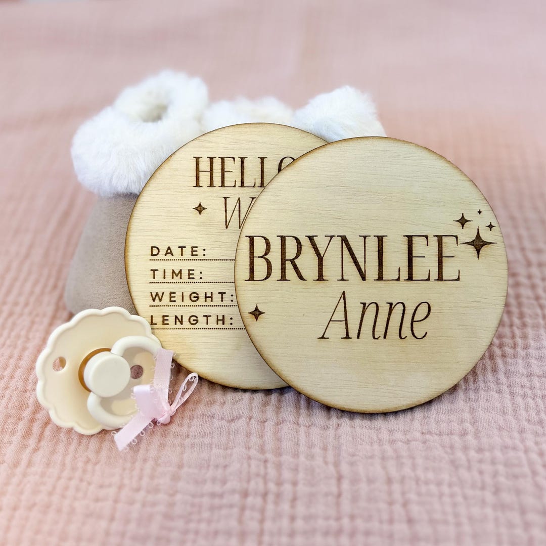Birth Announcement Sign, Engraved Wooden Birth Sign, Multiple Sizes, Customizable Birth Sign for ...