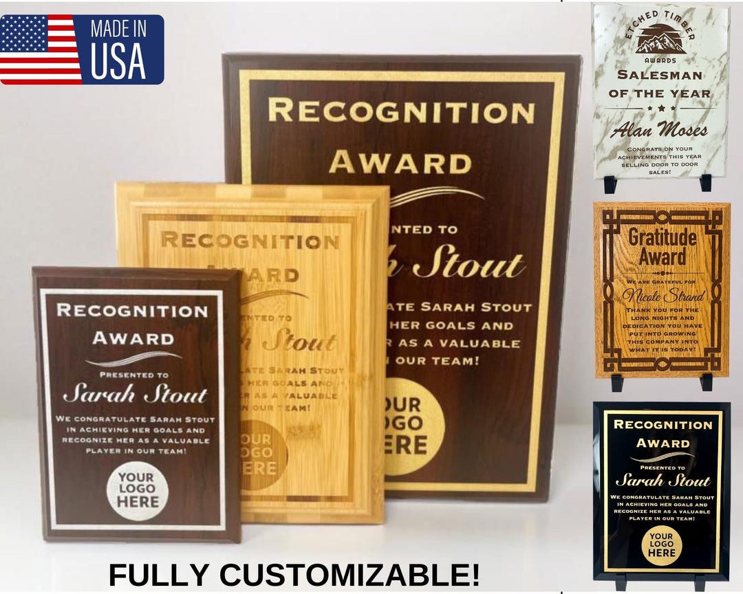 Wood Award Plaques, Personalized Recognition Awards, Bamboo, Cherry ...