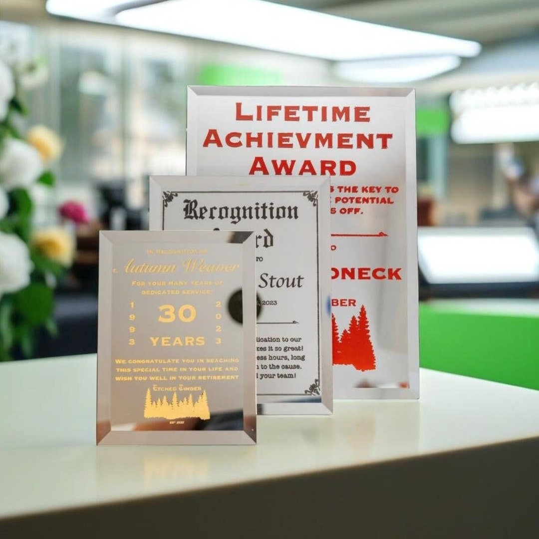 Customizable Glass Award Plaques, Personalized Award Trophy, Engraved ...