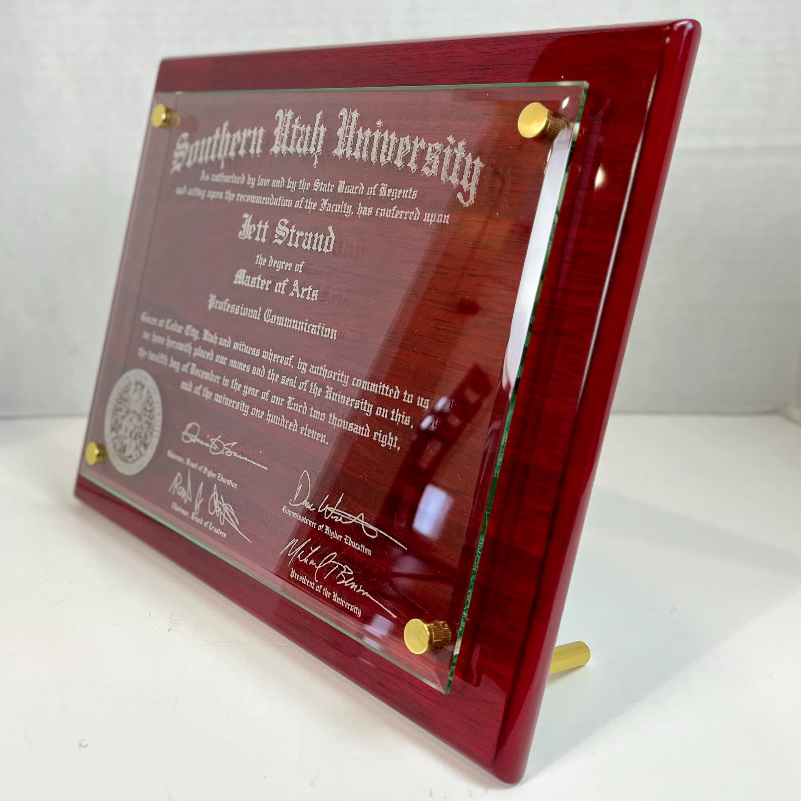 Rosewood Floating Glass Degree Frame, College Diploma Frame, Custom ...