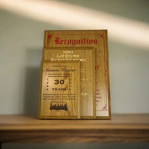 Cherry & Gold Trophy Plaque, Retirement Award Plaque, Retirement Gifts ...