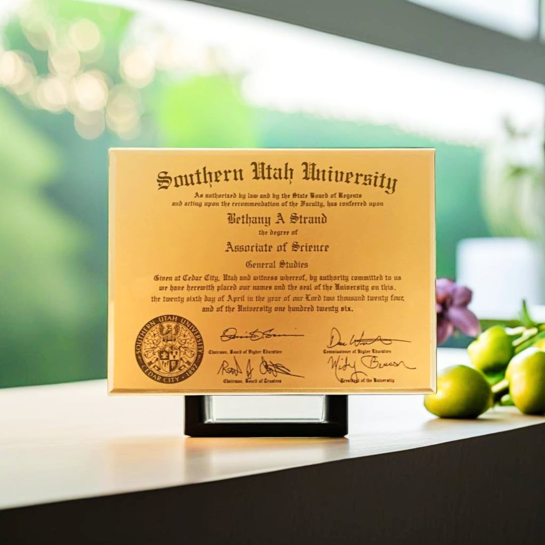GOLD Diploma Plaque, Custom Diploma Frame, Engraved Degree Frame ...