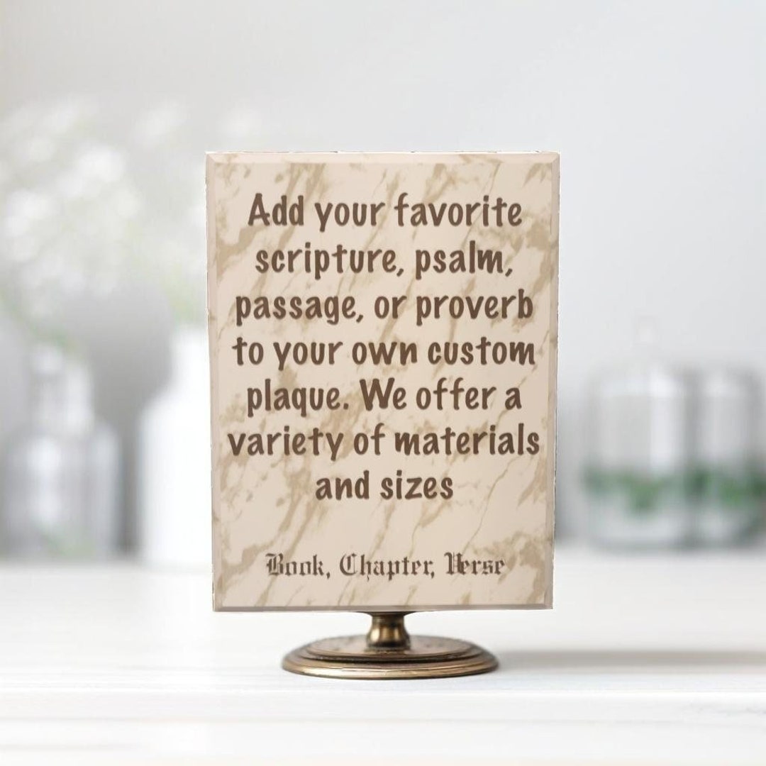 Marble Scripture Sign, Custom Scripture Verse Plaque, Wooden Bible ...