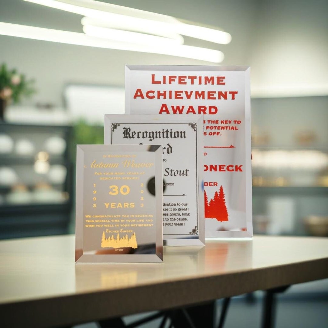 Glass Award Plaques, Customizable Awards, Employee Awards, Mirrored ...