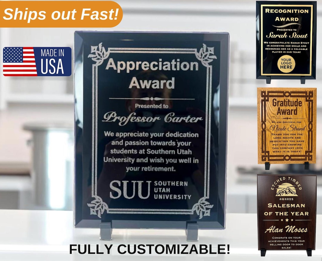 Glass Appreciation Award, Custom Plaque Award, Achievement Awards ...