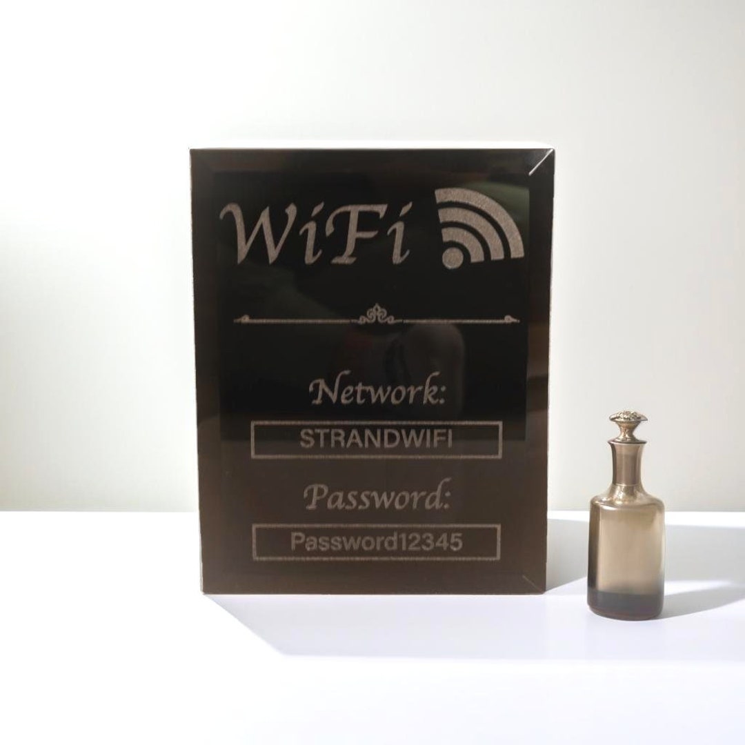 Black Glass Wifi Password Sign, Custom Wifi Plaque, Airbnb Guest Wifi ...