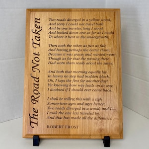 The Road Not Taken Plaque, Robert Frost Poem Wall Art Sign, Engraved ...