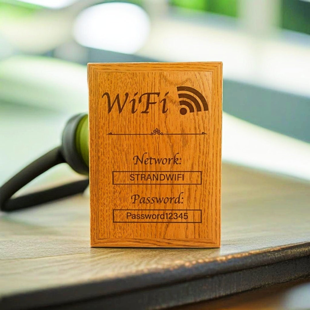 Oak Finish Wifi Sign Wood, Custom Wifi Password Sign, Personalized Wifi ...