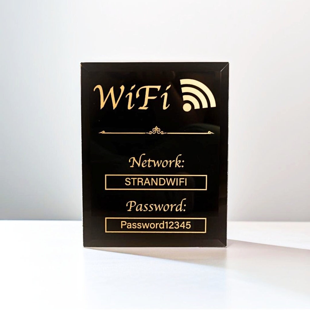 Glass & Gold Wifi Password Sign, Custom Wifi Plaque, Airbnb Guest Wifi ...
