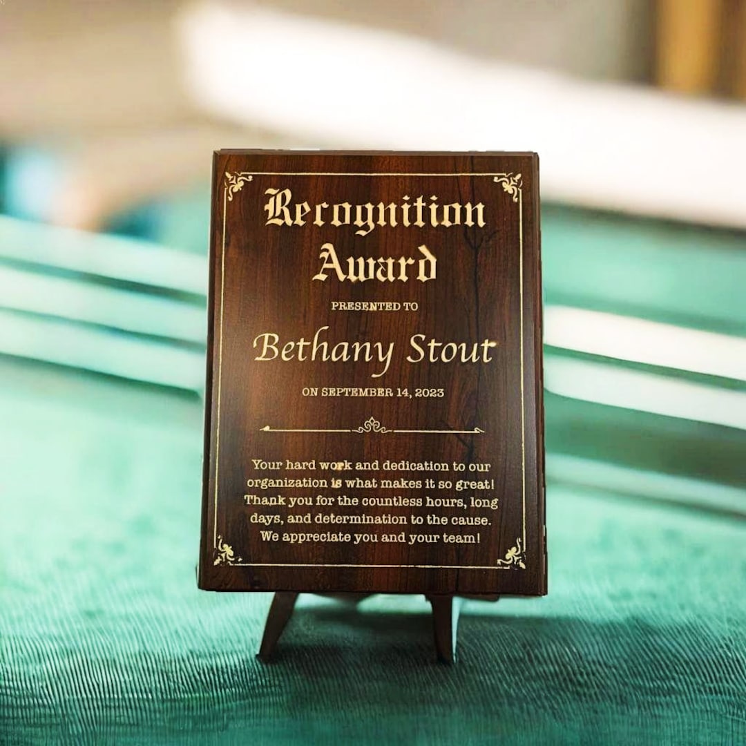 Cherry & Gold Trophy Plaque, Retirement Award Plaque, Retirement Gifts ...