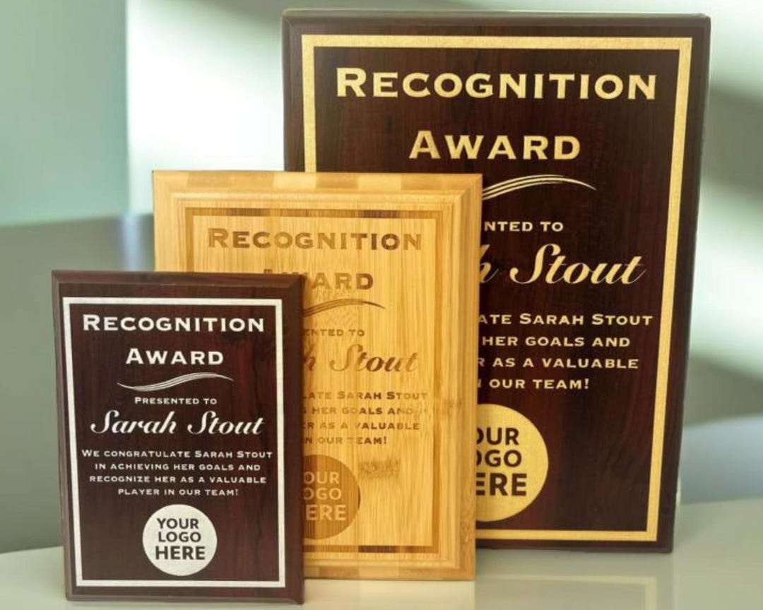 Handcrafted Wood Award Plaque Trophy, Recognition Awards, Custom Plaque ...