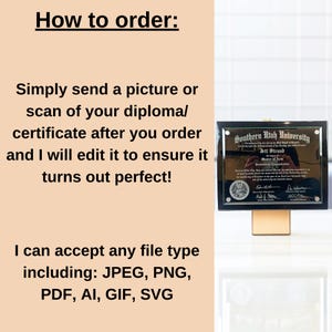 Floating Glass Degree Frame, College Diploma Frame, Custom Diploma ...