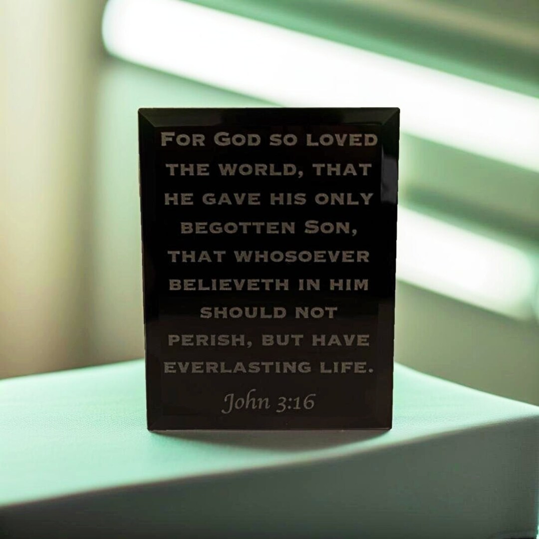 Dark Glass Scripture Sign, Custom Scripture Verse Plaque, Bible ...