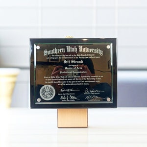 Black Glass Diploma Frame, Custom Degree Frame, College Graduation Gift ...